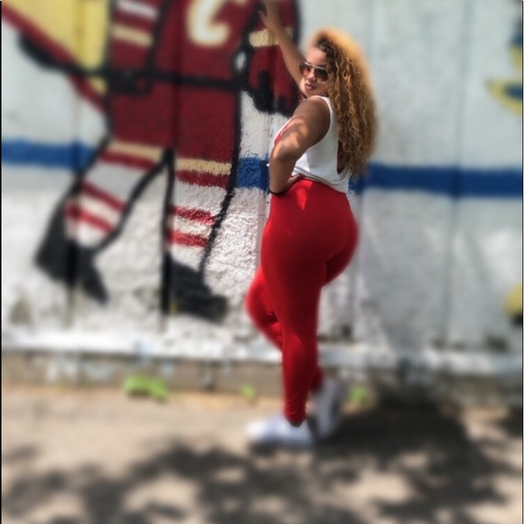 Pants & Jumpsuits | Red Fitness Set Sports Bra And Pants | Poshmark